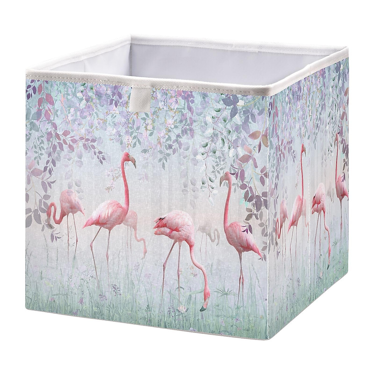 SDMKA Cube Storage Bin Pink Flamingos Fabric Storage Cubes Foldable Storage Baskets Collapsible Cube for Shelf Closet Home Organizers, 11 Inch