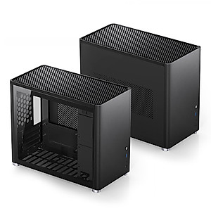 JONSBO D30 Black Mini Micro ATX Tower Computer Case, Aluminum Panel, Glass Side Windows,Simplicity MATX case,240 Liquid Cooling & 168mm Air Cooling, 355mm gpu Support,Black pc case