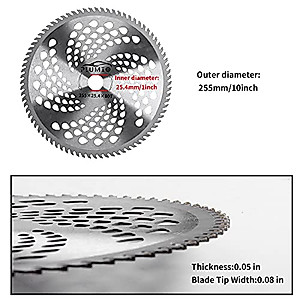 PLUMIA 10" x 80T Carbide Tip Brush Cutter Trimmer Blades with Universal Adapter Kit, Premium Stainless Steel Trimmer Head Compatible with Cutter, Trimmer, Weed Eater (2 Pack)