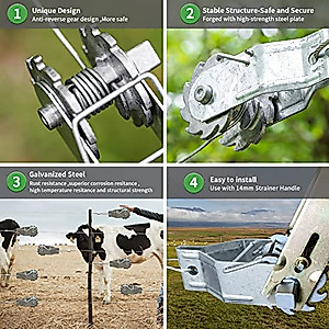 Fence Shock Electric Fence Wire Strainer, 10PCS Heavy Duty Inline Wire Tensioner, Wire Ratchet Tensioner for Electric Fence, Farm Fence