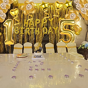 WEIKA 40 Inch Gold Number 15 Balloons, Giant Jumbo Helium Number Balloons For 15th/51th Birthday Party,Wedding, Bridal Shower Engagement Photo Shoot, 15/51 Anniversary For Girl And Boy