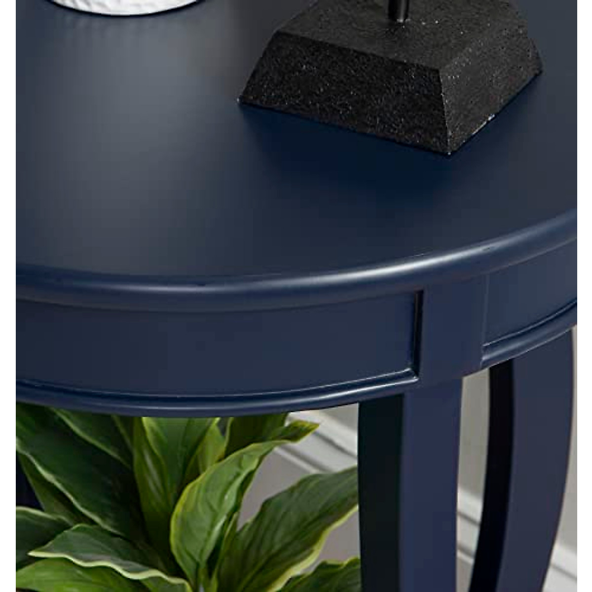 Powell Navy Blue Shapely Legs and Shelf Phipps Round Side Table