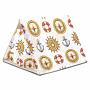Y-DSIWX Guinea Pig Hideout House Bed, Retro Marine Pattern Compass Ship Anchor Rabbit Cave, Squirrel Chinchilla Hamster Hedgehog Nest Cage