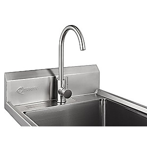 TRINITY EcoStorage Stainless Steel Freestanding Single Bowl Utility Sink for Garage, Laundry Room, and Restaurants, Includes Faucet, NSF Certified, 49.2-Inch by 21.5-Inch by 24-Inch, Chrome