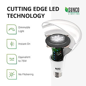 Sunco 4 Pack BR20 LED Bulbs Indoor Flood Light R20 Dimmable CRI93 2700K Soft White 50W Equivalent to 7W, E26 Medium Base, Recessed Can Lights for Home Living Area Ceiling Lights - UL