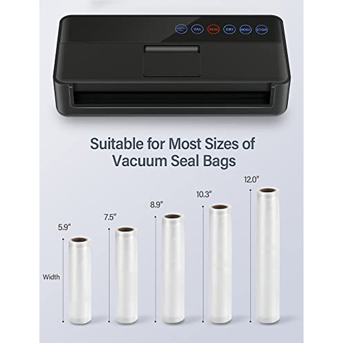 Vacuum Sealer Machine, Food Vacuum Sealer, (95Kpa)Space Saving Vacuum Sealers, With Sealer Bags Seal Food Storage,Dry Moist food Modes, LED Indicator Lights