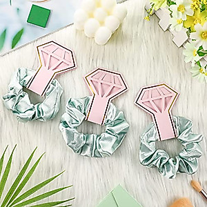 24 Pcs Wedding Themed Supplies Include 8 Bridesmaid Proposal Box 8 Bridesmaid Canvas Makeup Bags Matron of Honor Bag and 8 Hair Scrunchies Bridal Satin Hair Band for Bridal Shower Wedding Party