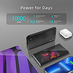 BSYYO Portable Charger,USB C High-Speed 10000mAh Power Bank with Triple 3A Ports,External Battery Pack Cell Phone Changer for iPhone 12 X 8 Plus Google Samsung LG iPad and More