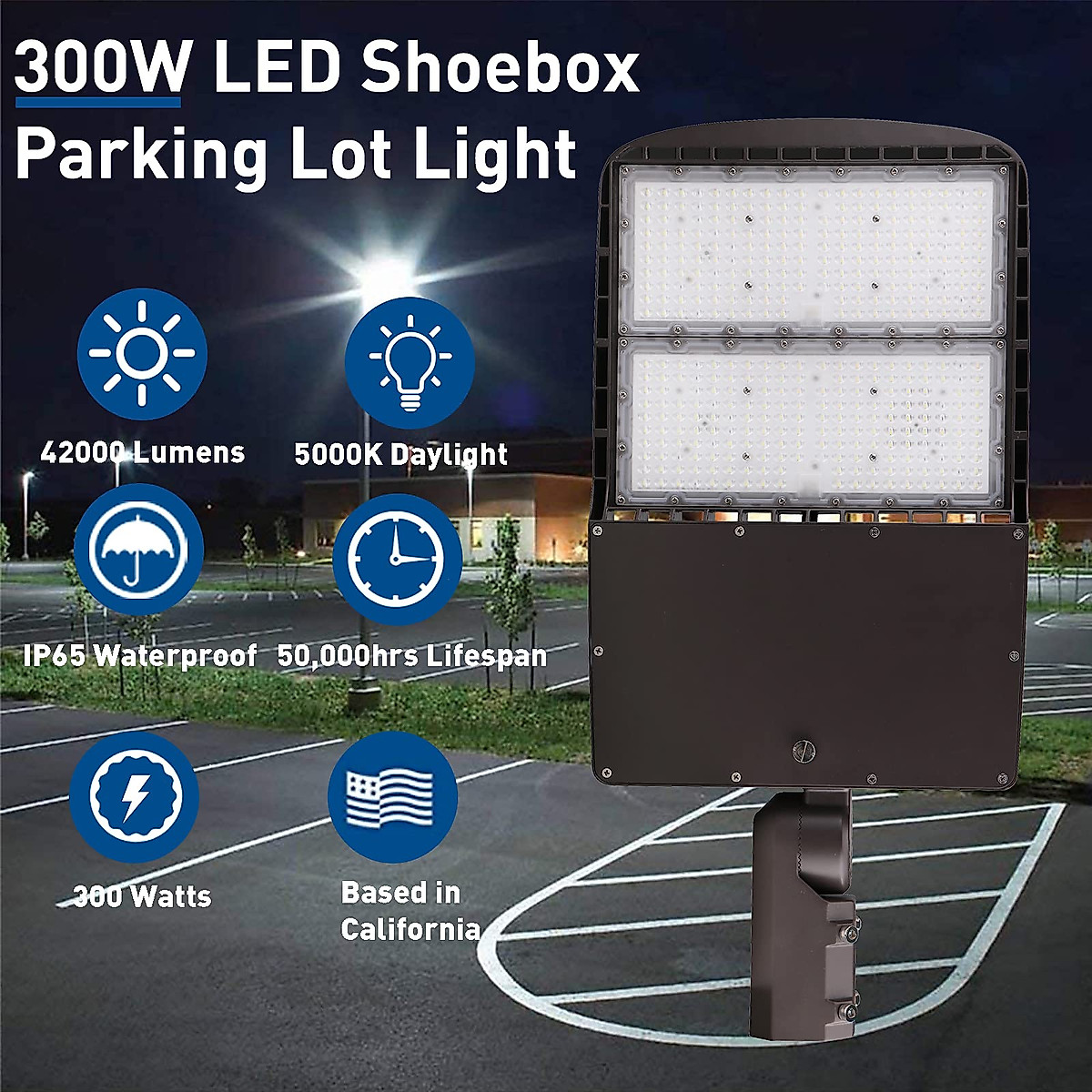 150W LED Parking Lot Light Slip Fitter Mount 5000K 21000Lm LED Shoebox Light with Dusk to Dawn Photocell, Outdoor Commercial Area Lighting AC100-277V, 1-10V Dim [600W HID/HPS Equiv.] UL&DLC Listed