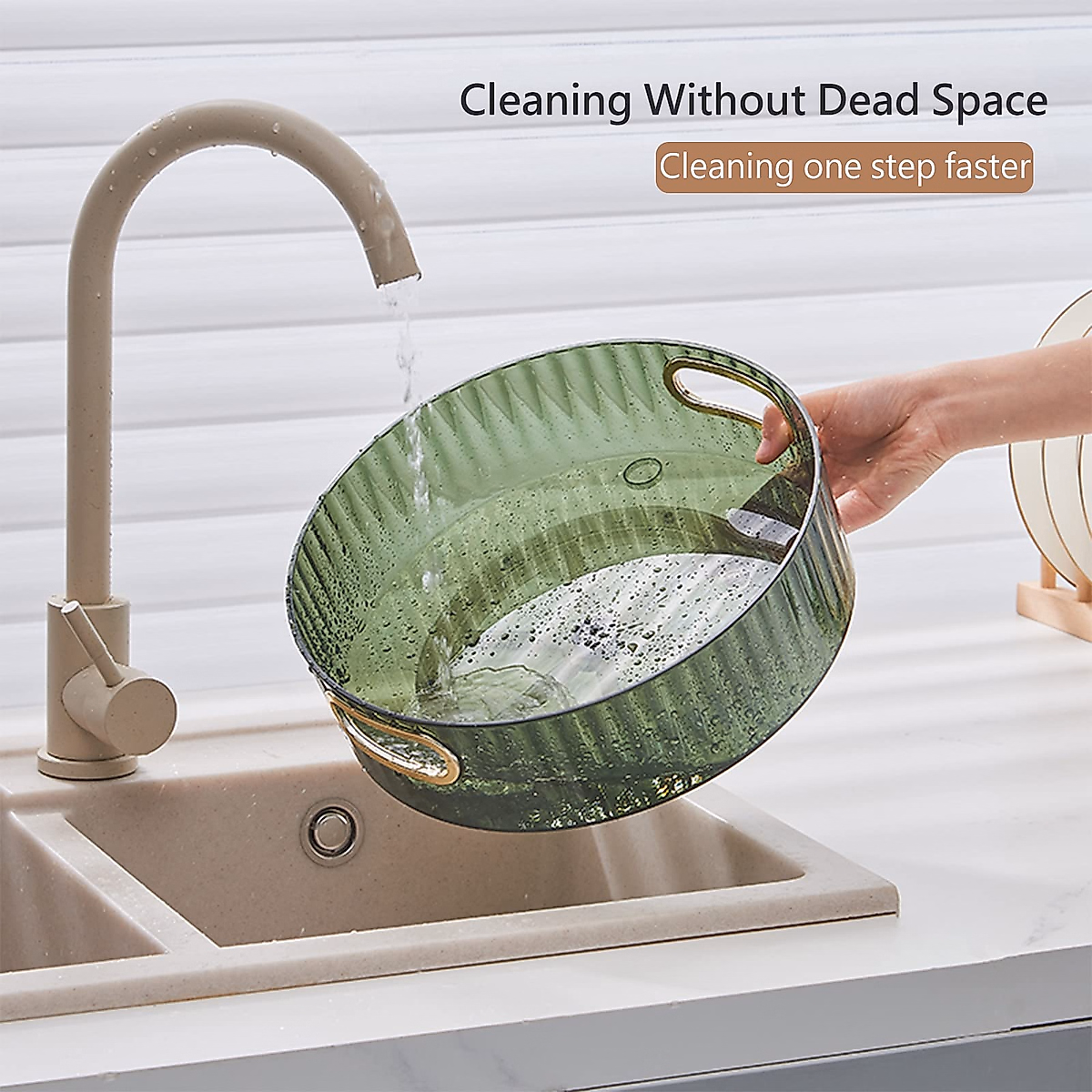 360 °Rotating Lazy Susan Organizer, 9" Large Green Turntable Organizer for Spice Rack, Cabinet, Kitchen Countertop Cupboard, Acrylic Bathroom Counter Organizer for Candle, Lotion Bottle, Cosmetics