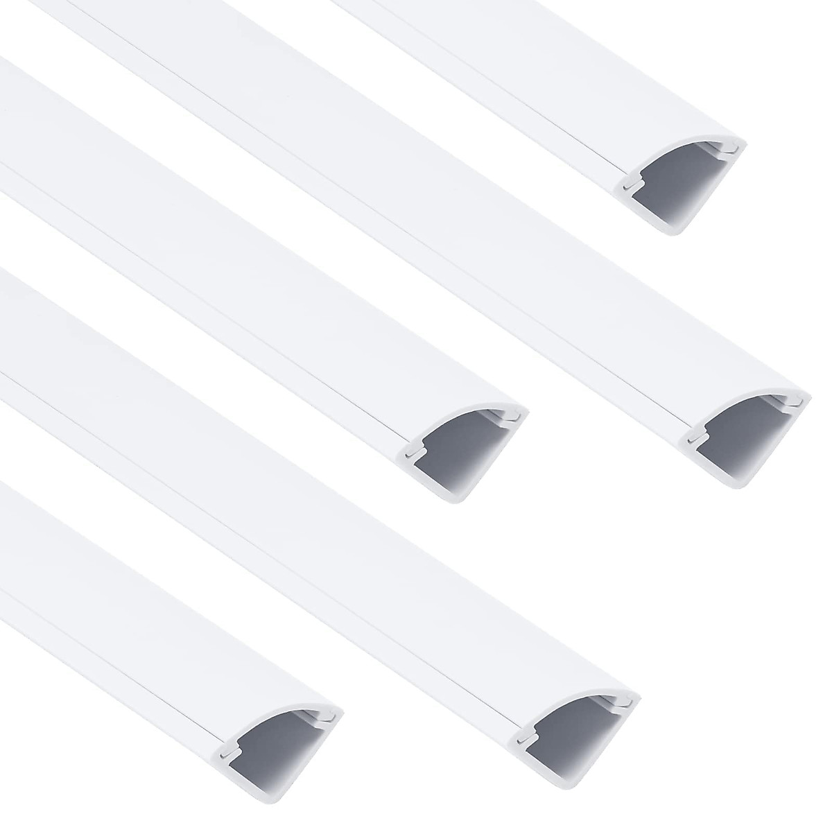 ZhiYo 4ft Floor Cable Cover, White & 85in Corner Cable Concealer Bundle