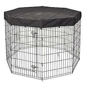 MidWest Homes for Pets Octagon Exercise Pen Fabric Mesh Top,Black