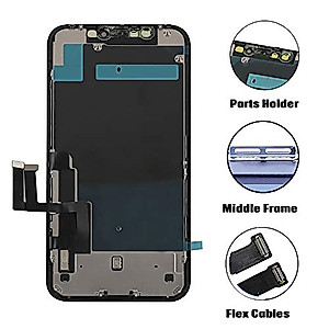 Screen Replacement Compatible for iPhone 11 Screen Replacement 6.1 inch LCD Display 3D Touch Digitizer Frame Assembly Full Repair Kit, with Repair Tools