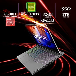 Lenovo 2022 Legion 5 Pro 16" QHD 165Hz Gaming Laptop, AMD Ryzen 7 6800H, 32GB DDR5 RAM, 1TB PCIe SSD, NVIDIA GeForce RTX 3070Ti 8G, RGB 4zone Backlit Keyboard, Grey, Win 11, 32GB SnowBell USB Card