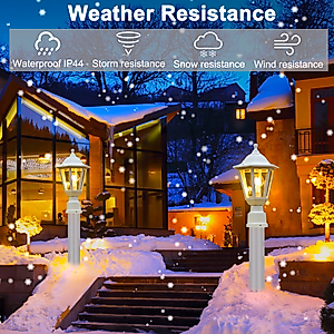 FUDESY Outdoor Post Light, Outdoor White Lamp Post Light Fixture with Pier Mount Base, Waterproof Pole Light Fixture with E26 Socket, Exterior Lamp Post Lantern for Garden Yard Patio Pathway