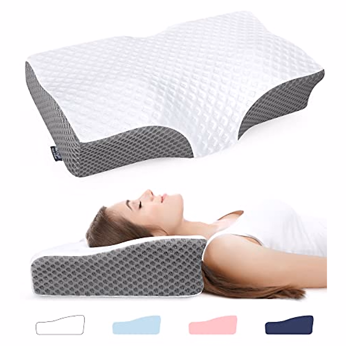 Groye Adjustable Neck Pillows for Pain Relief Sleeping, Enhanced Ergonomic Contour Shoulder Support, Cooling Cervical Memory Foam Pillows, No Smell Orthopedic Bed Pillow for Side Back Stomach Sleeper