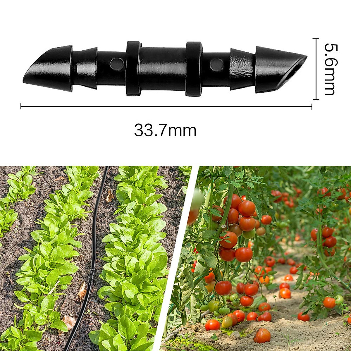 iMopo 70 Pack Drip Irrigation Universal 1/4" Barbed Coupling Fitting, Barbed Connectors for 1/4" Drip Tubing