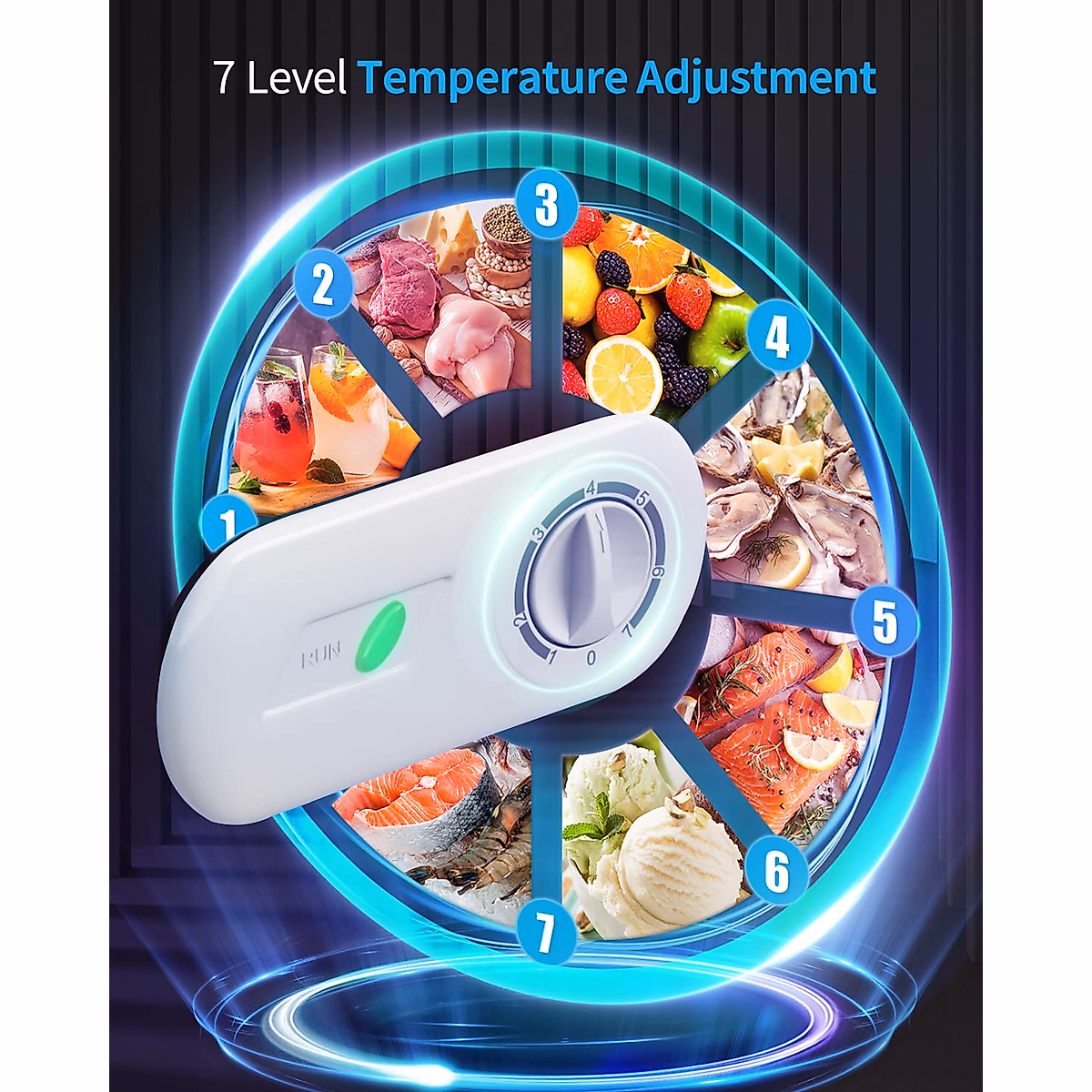 TABU 5.0 Cu Ft Deep Freezer, Top Open Door Chest Freezer, Compact Freezer with Removable Storage Basket, 7 Level Adjustable Temperature and Top Open Door, Ideal for Kitchen, Basement (White)