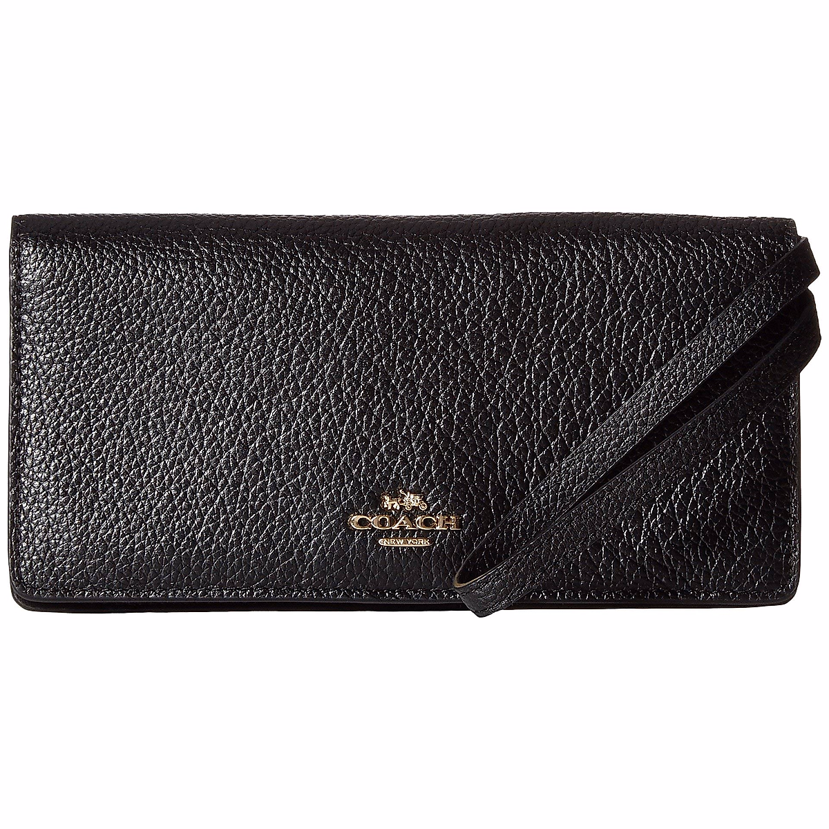 COACH Pebbled Leather Slim Wallet Li/Black One Size
