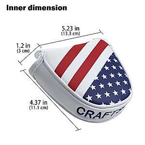 Craftsman Golf USA America Mallet Putter Cover Headcover for Scotty Cameron Odyssey (for Heel Shaft)