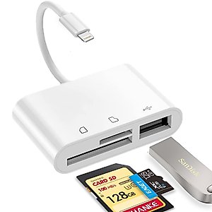 SD Card Reader for iPhone Lightning to 3 in 1 USB Camera Adapter OTG Micro SD TF Memory Card Reader for iPad