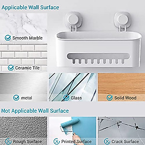 Budget & Good Shower Caddy Suction Cup No-Drilling Removable Bathroom Shower Organizer Suction Shower Storage Heavy Duty Shower Shelf Basket Organizer for Bath Shampoo Conditioner - White