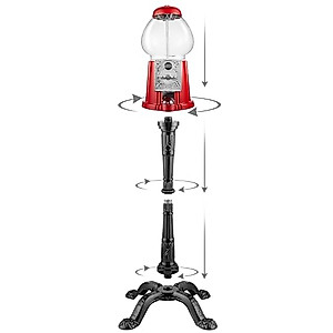 Olde Midway 15" Gumball Machine with Stand - Red, Vintage-Style Bubble Gum Candy Dispenser with Glass Globe and Metal Base