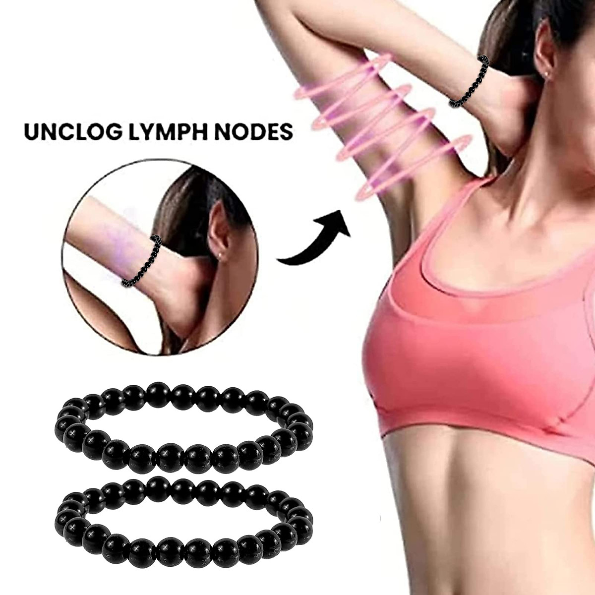 YANCHUN 2pcs Shungite Bracelet Healing Protection Bracelet for Men and Women Stretchy Protection Bracelet (2pcs Black)