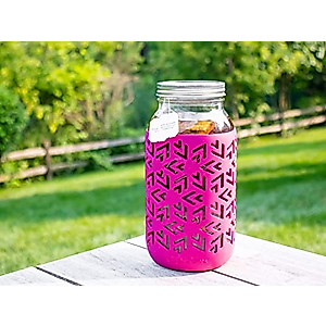 JarJackets Silicone Mason Jar Protector Sleeve - Fits 64oz Mason Jars (1, Berry)