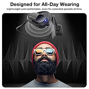 Purity Air Open Ear Headphones - True Air Conduction Wireless Bluetooth Open Ear Earbuds with Dual Mic for iPhone/Android - Secured Long Wearing Comfort, Sports Sweat Resistant (Black/Black)