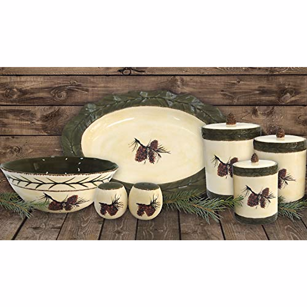 HiEnd Accents Rustic Pine Cone Serving Platter (EA)