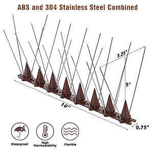 Aeibxiy Bird Spikes, 5 Pack Bird Deterrent Spikes for Outdoor, Plastic Bird Spike for Small Bird Cat Squirrel, Pigeon Spikes for Fence Roof and Wall