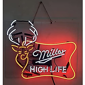 Prouten Neon Signs 20" Millers High Life Deer Neon Sign Acrylic Beer Pub Bar Handmade Wall Decor Neon Light A120MHLDA