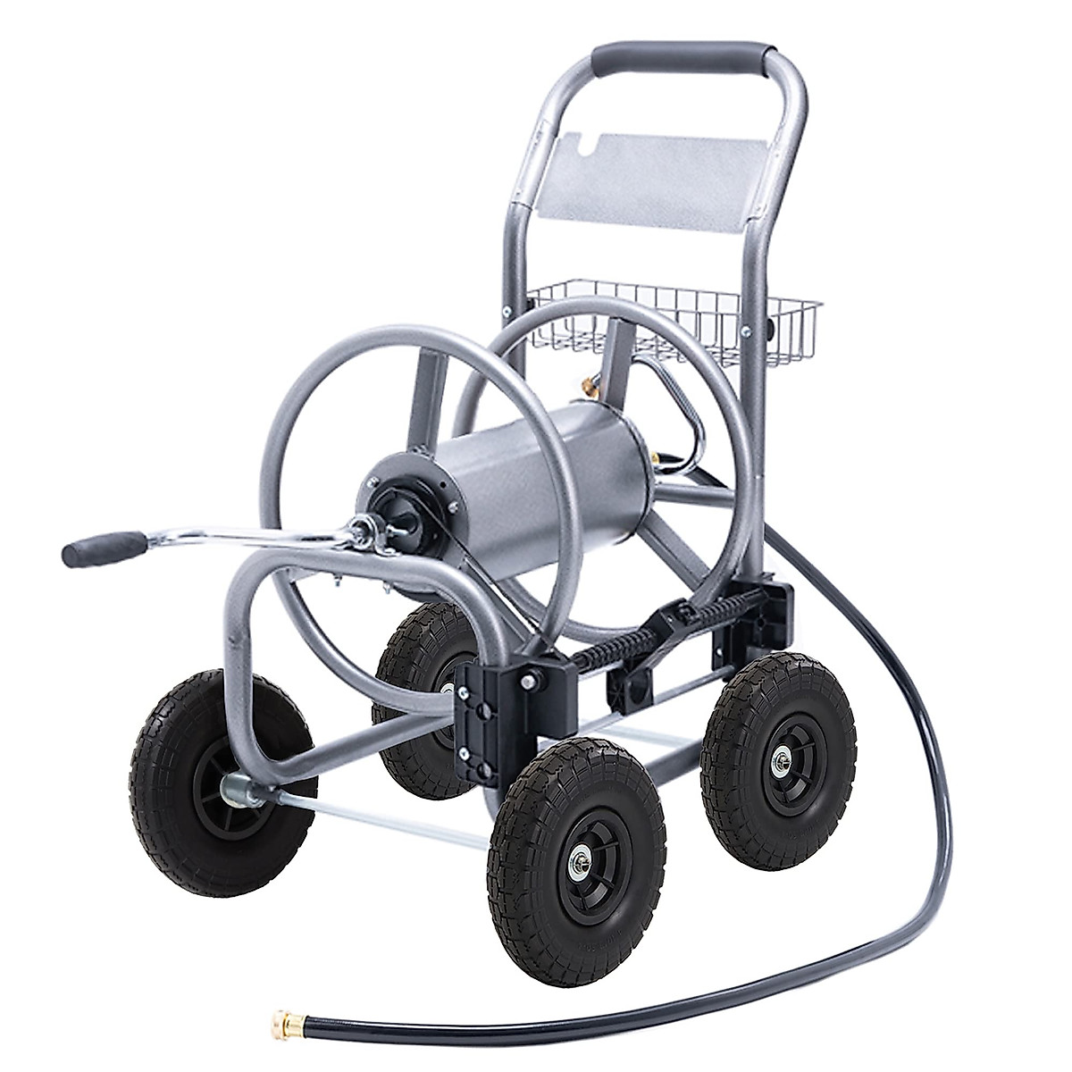 Giraffe Tools Hose Reel Cart, Hose Cart with Wheels Heavy Duty, Industrial Hose Reels for Outside, 250-Feet of 5/8" Hose Capacity, Hose Guide Pre-Installed