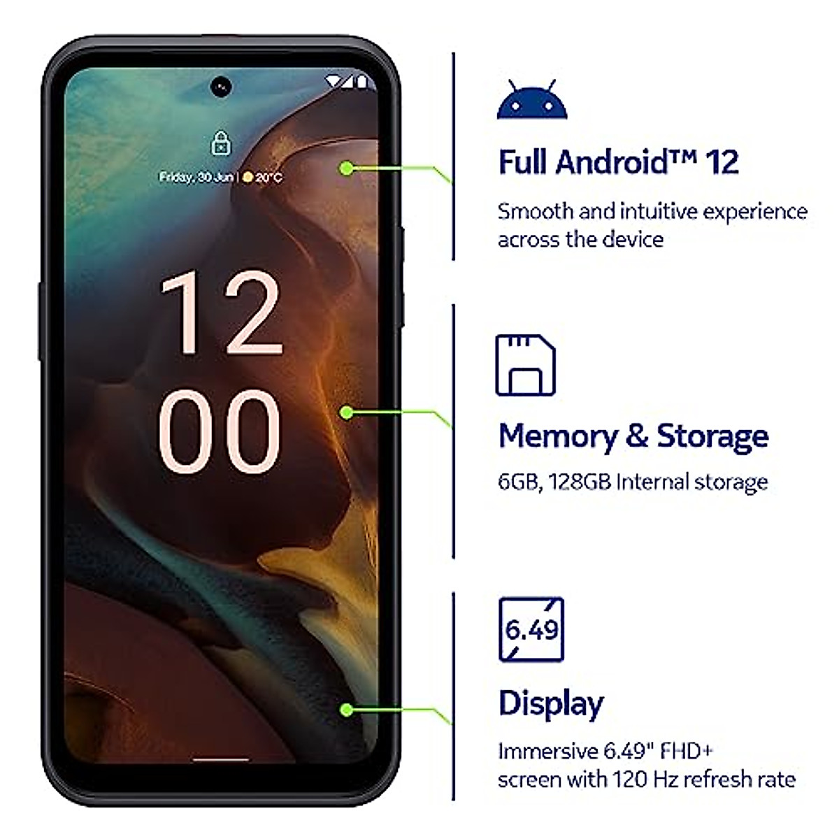 Nokia XR21 5G | Android 12 | Unlocked Smartphone | Dual SIM | US Version | 6/128GB | 6.49-Inch Screen | 64MP Dual Camera | Midnight Black