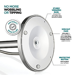 Stainless Steel Paper Towel Holder - Standing Paper Towel Dispenser with Adjustable Spring Arm & Weighted Base for Kitchen, Bathroom, Bedroom - Fits Standard, Large, Jumbo Size Paper Towel Roll Sagler