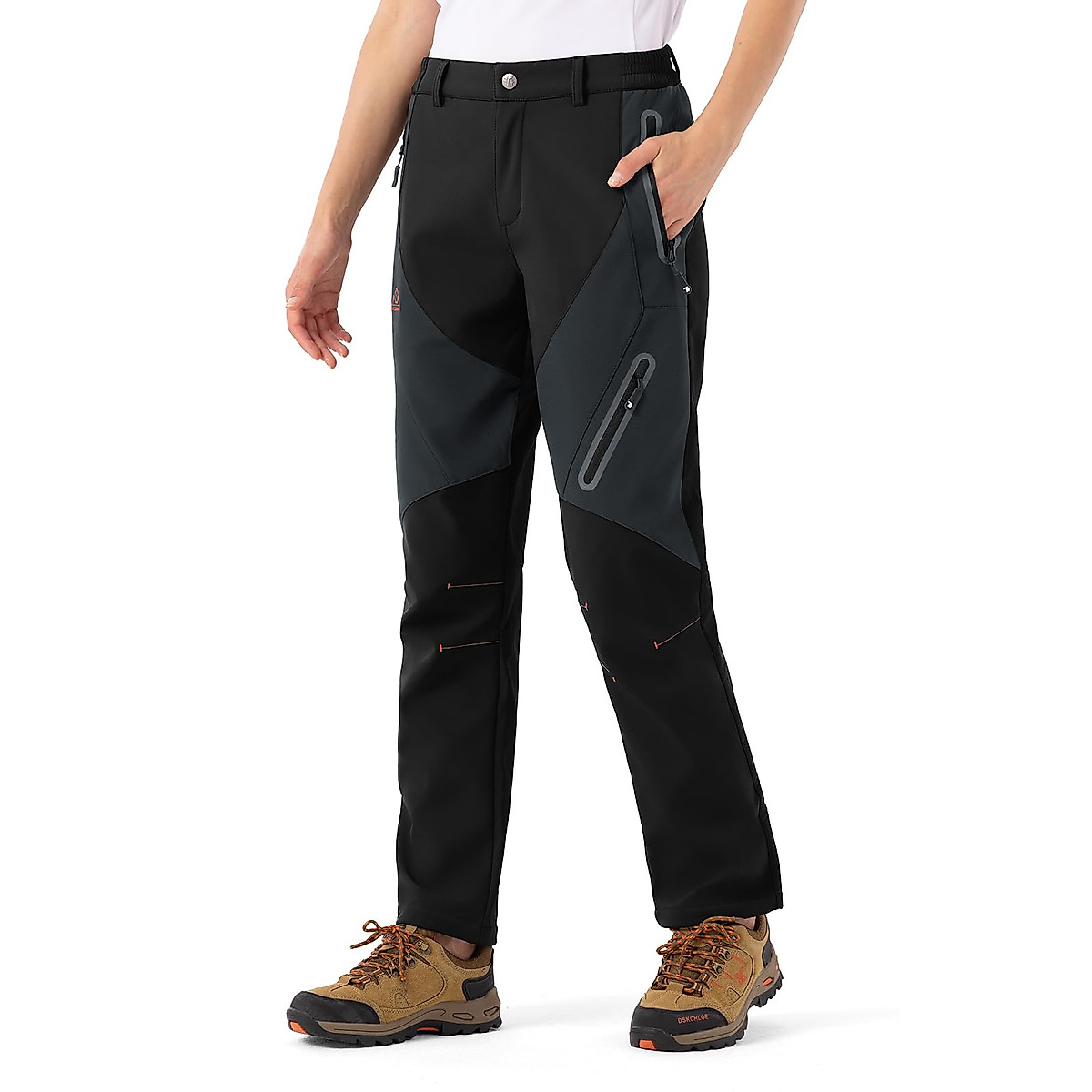 TBMPOY Women's Ski Windproof Waterproof Snow Pants Outdoor Hiking Fleece Lined softshell Pants Black S