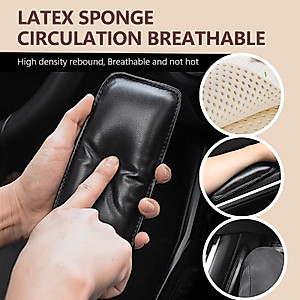 Yumfugu 2 PCS Car Knee Cushion Pads, Car Center Console Knee Leg Trim Cushions, 7.0In x 3.1In Waterproof Soft Sponge Car Frame Protective Pillows, Universal Leg Rest Pads for Trucks SUVs Cars (Black)