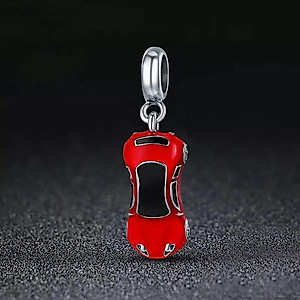 ABAOLALA Car Charm 925 Sterling Silver Toy car Charm Automobile Beads for Bracelet & Necklace (Red)