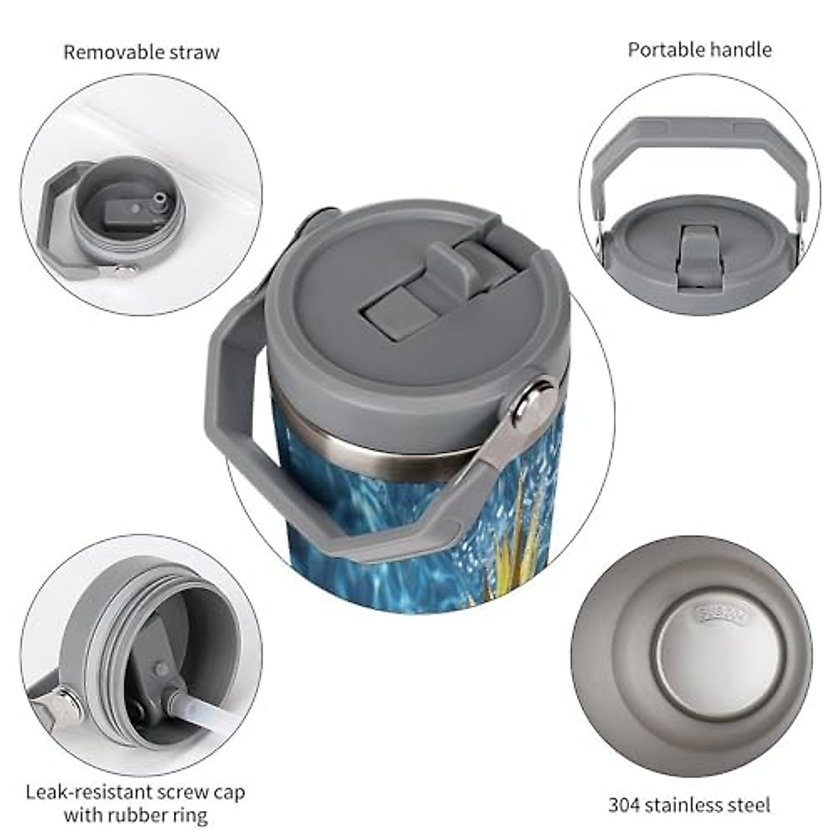 BWQJKUO Large Capacity Car Cup 30 Oz Stainless Steel Pineapple in The Pool Printed Travel Mug Leak-proof Flip Straw Tumbler with Handle,keeps Cold Or Ho