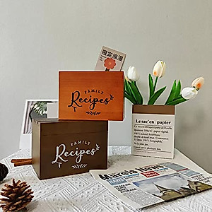 Lumicook Wood Recipe Box – with 120 4x6 inch Cards and 7 Dividers – Eco Friendly Light Brown Bamboo Wood Recipe Holder – Gift for Mom, Women, Wedding, Christmas