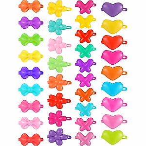 WILLBOND 100 Pieces Girls Hair Barrettes Self Hinge Plastic Clip Toddler Kids Baby 80s 90s Clip Colorful Cute Cartoon Hair Pin Accessories(Butterfly, Plum Blossom, Bow, Heart-shaped)