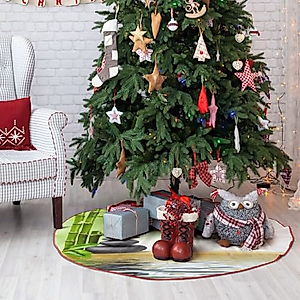 Zen Basalt Rocks Christmas Tree Skirt 48"x48", Large Xmas Tree Skirt Fabric, Washable Tree Skirt Waterproof, Classic Santa Tree Skirt Decorations for Real Tree, Home, Outdoor, Holiday Party