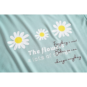 Vopmocld Big Girls Winer Long Sleeve Pajama Sets 2PCS Floral Sleepwear Daisy Flowers Patterns Jammies, Daisy, 14