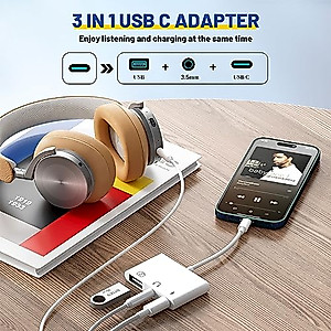PNBACE USB C to USB Adapter 3 in 1 USB C to 3.5mm Audio Adapter for iPad USB Adapter