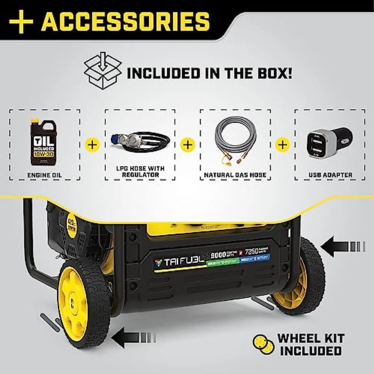 Champion Power Equipment 201176 9000-Watt Electric Start Tri-Fuel Open ...