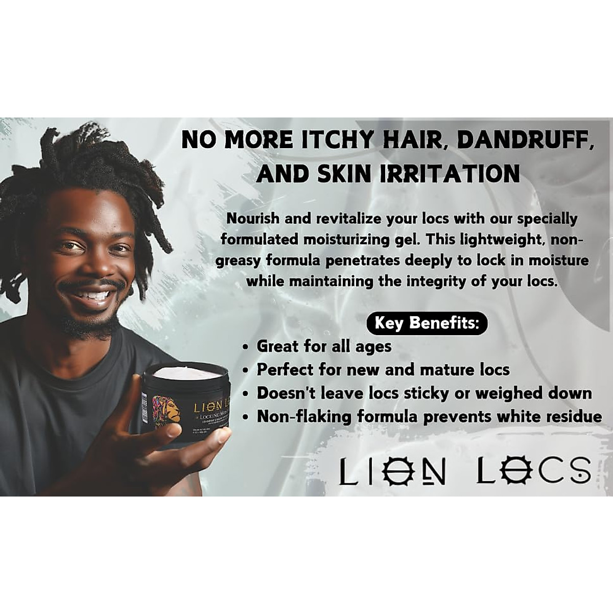 Lion Locs Hair Locking Dreads Moisturizer for Dreadlocks, Locks, Microlocs, Interlocks, Braids, Fauxlocs, Sisterlocks | - Large Container Residue and Build-Up Free (8oz) (Regular)