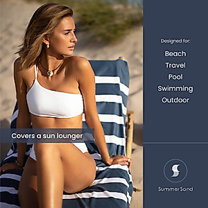 SummerSand Microfiber Beach Towel Extra Large (79 x 39.5 in) - Quick Dry, Sand Free - Compact and Lightweight for Travel - Recycled Materials - Travel Bag Incl - Oversized Pool Towel – Deep Blue