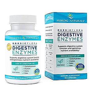 Nordic Naturals Nordic Flora Digestive Enzymes - 45 Capsules - Digestive Function, Optimizes Nutrient Availability - Non-GMO - 45 Servings
