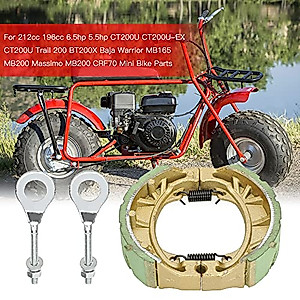 GREHUA Upgrade CG125 105mm Drum Brake Shoe Pad Green Chain Tensioner Adjuster Kit for 212cc 196cc 6.5hp CT200U-EX BT200X CT200U Trail Massimo MB200 Baja Warrior MB165 CRF70 Mini Bike Parts Motorsports